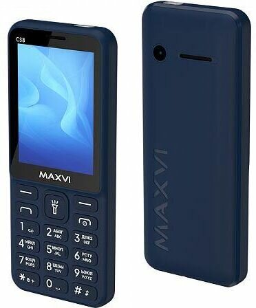 Телефон кнопочный мобильный Maxvi C38 синий