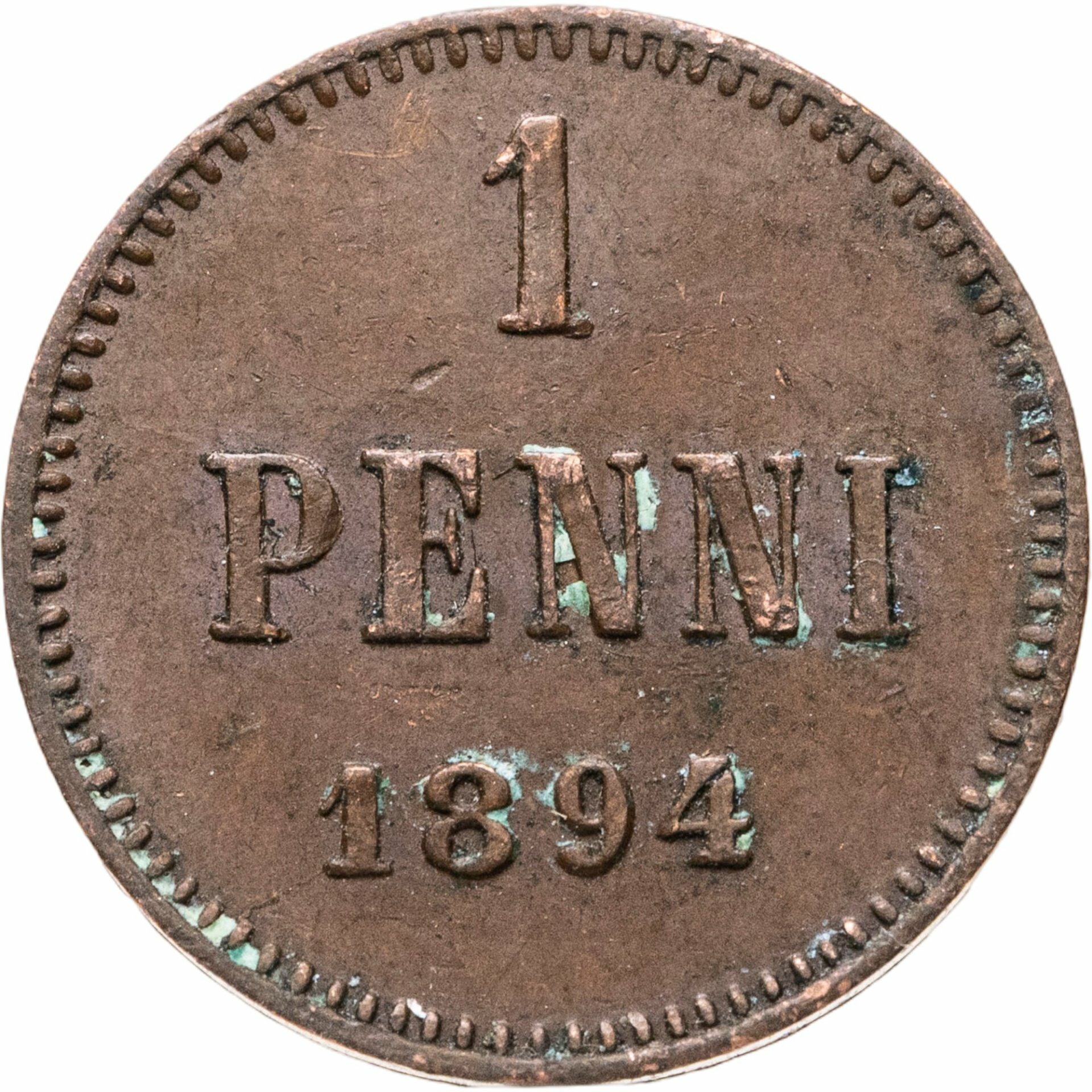 1 пенни 1894, монета для Финляндии, Медь, в сохранности XF