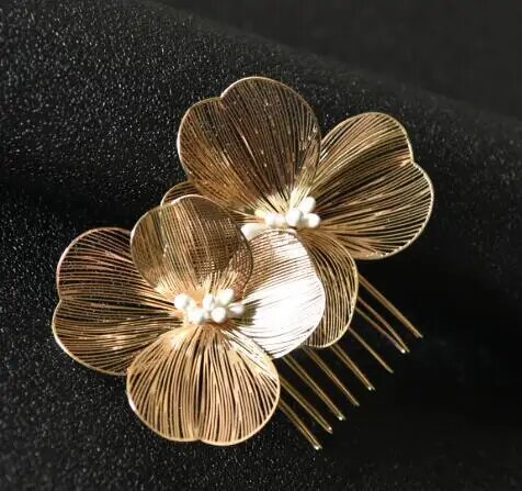Заколка для волос с цветком, сплав, Gold, Brown