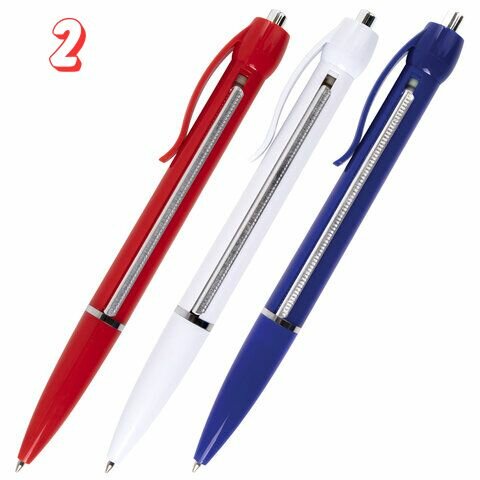 Ручка шариковая автоматическая пифагор Шпаргалка, синяя, корпус , узел 0,7 мм, линия письма 0,35 мм, ,(набор из 2 шт)