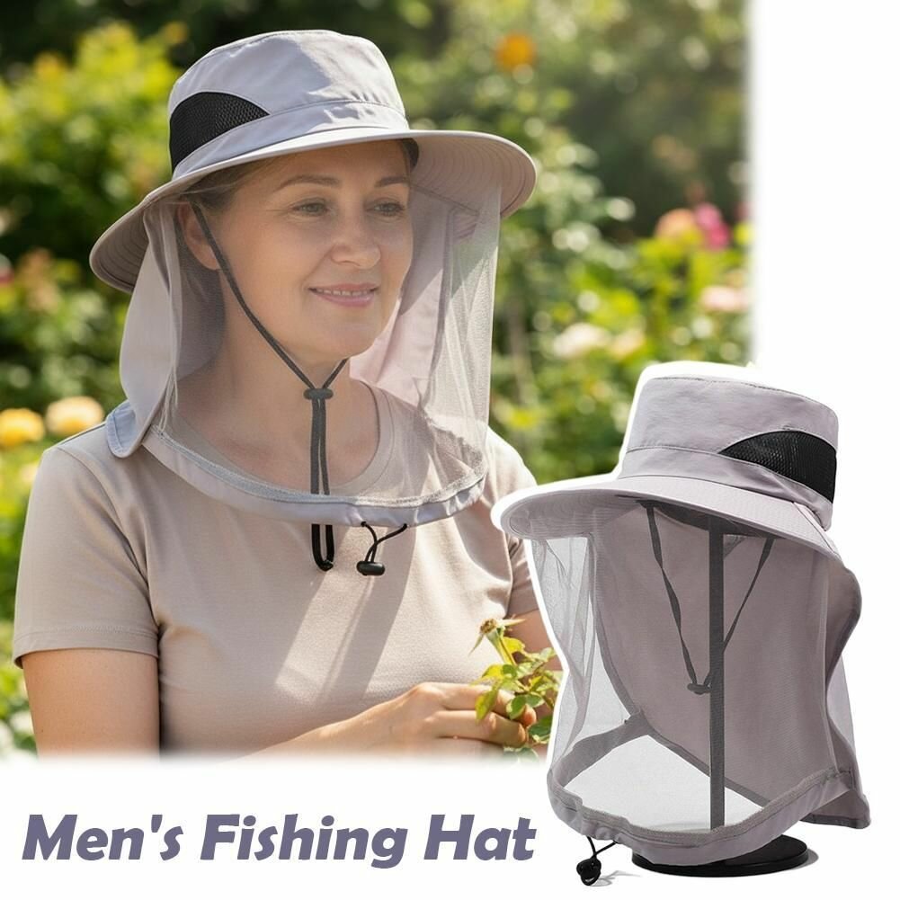 Противомоскитная шляпа с сеткой и накидкой летняя панама с широкими полями для рыбалки, походов и пчеловодства, защита от комаров и солнца