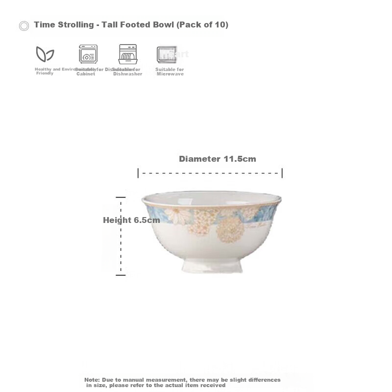 Набор керамических тарелок Haoya Jingdezhen 4.5 дюйма серия Time Walk 10 штук Цвет：Набор из 10 высоконогих чашек