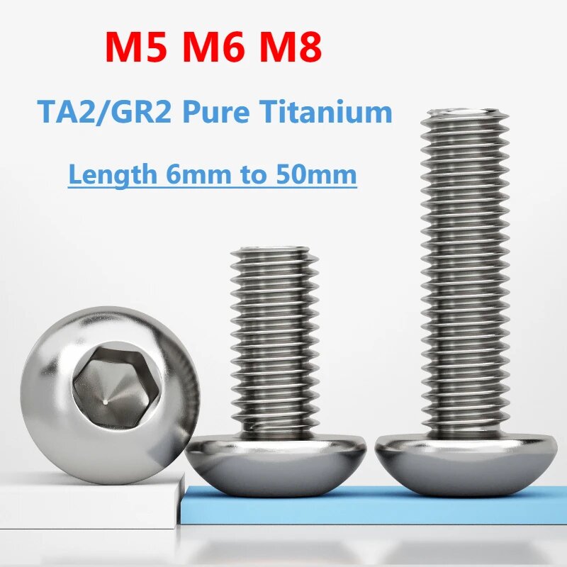 Болты с круглой головкой из титана TA2 GB6170 M5 M6 M8 6-50 мм M5x15mm (5pcs)