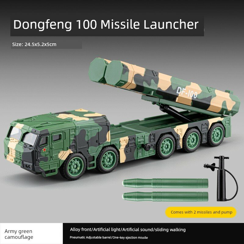 Оливково-зеленая масштабная модель пусковой установки ракеты DF-100 с алюминиевыми деталями коллекционная военная