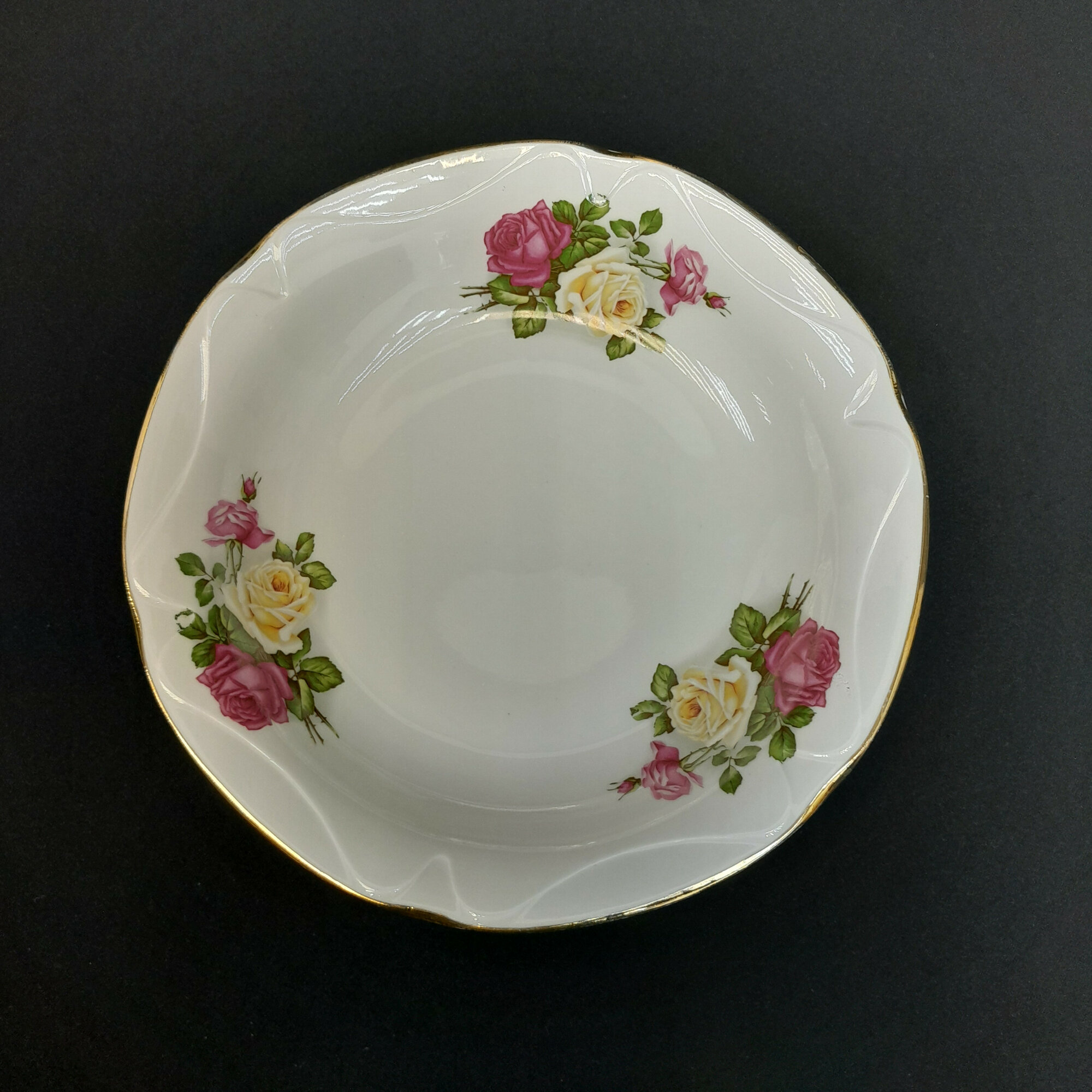 Винтажное блюдо, Добруш, фарфор деколь позолота 26 см, СССР