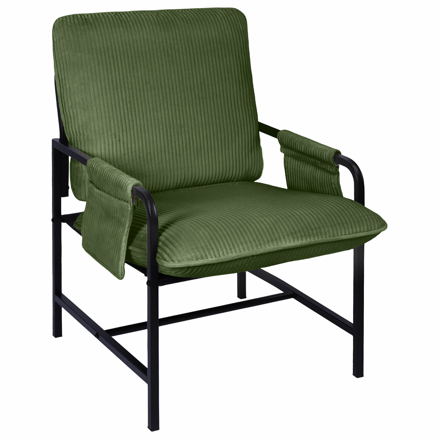 Кресло Brabix Gentle LC-300, лофт, пружинный блок, ткань велсофт, плюш, оливковое 533145