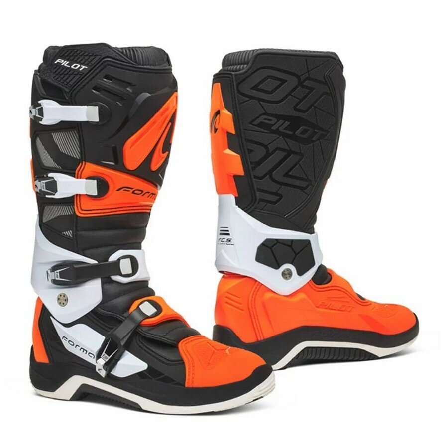 Мотоботы Forma PILOT BLACK-ORANGE-WHITE. 46. Черный-оранжевый