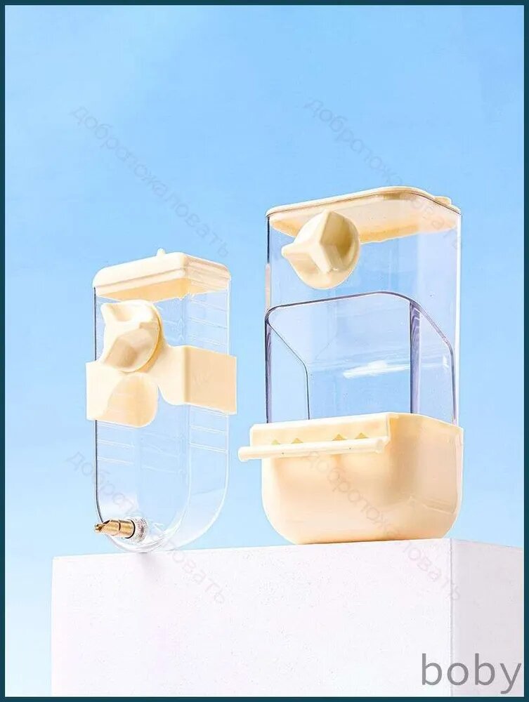 Поилка Для Попугаев с Автоматической Подачей Воды и Кормушкой, Объем 400/350 мл