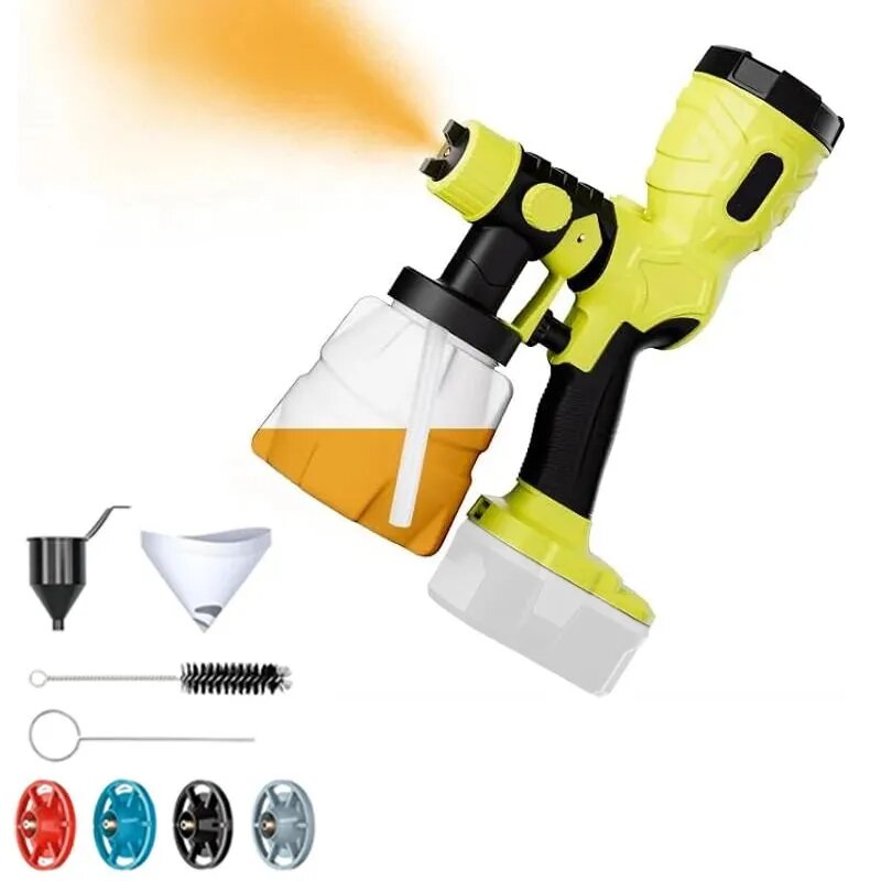 Аккумуляторный краскопульт-распылитель объемом 1200 мл, совместимый с Ryobi 18v, электроинструмент, высококачественный двигатель с частотой вращения 42000 об/мин