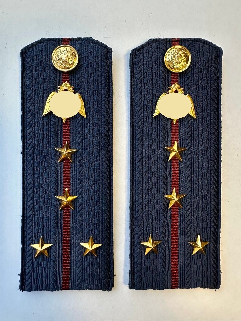 Погоны Росгвардии Фсвнг на куртку 14см Пластик звание Капитан цвет темно-синий