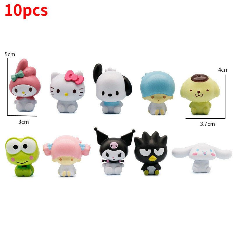Colorful anime mini car and figure set including my melody and kuromi without car