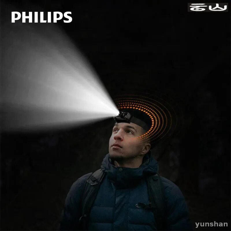 Фонарь налобный Philips SFL1851, светодиоды, встроенный аккумулятор, влагозащита, USB-заряд — фото 1
