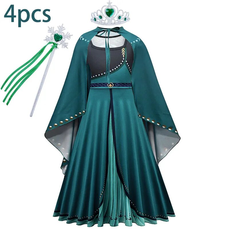 Карнавальный костюм принцессы Эльзы и Анны Disney Size 150(9-10T), Изумрудный, Elsa Set E