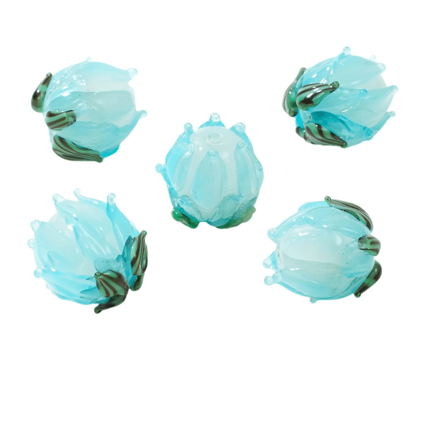 Бусины из стекла Light Blue, лампворк тюльпан 15 мм, 5 шт