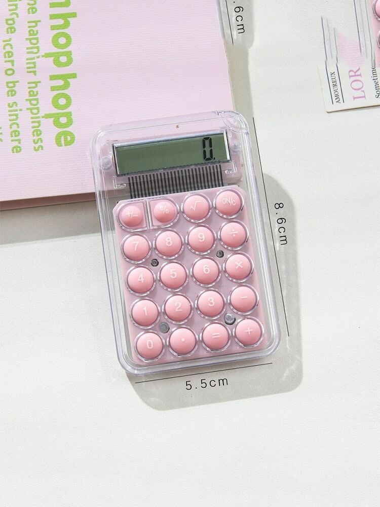 Милый и компактный мини-калькулятор ярких цветов, подходящий учащимся для решения задач или повседневных математических вычислений.