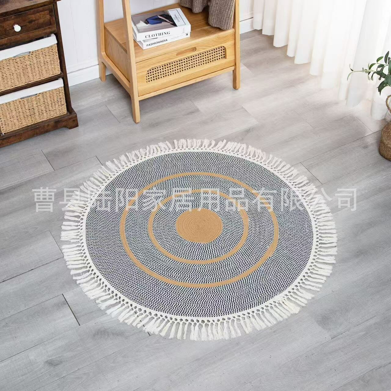 Коврик с кисточками из хлопковой веревки в европейском стиле, хлопково-льняной ковер для балкона, напольный коврик для гостевого дома, круглый коврик под кофейный столик для спальни и гостиной.