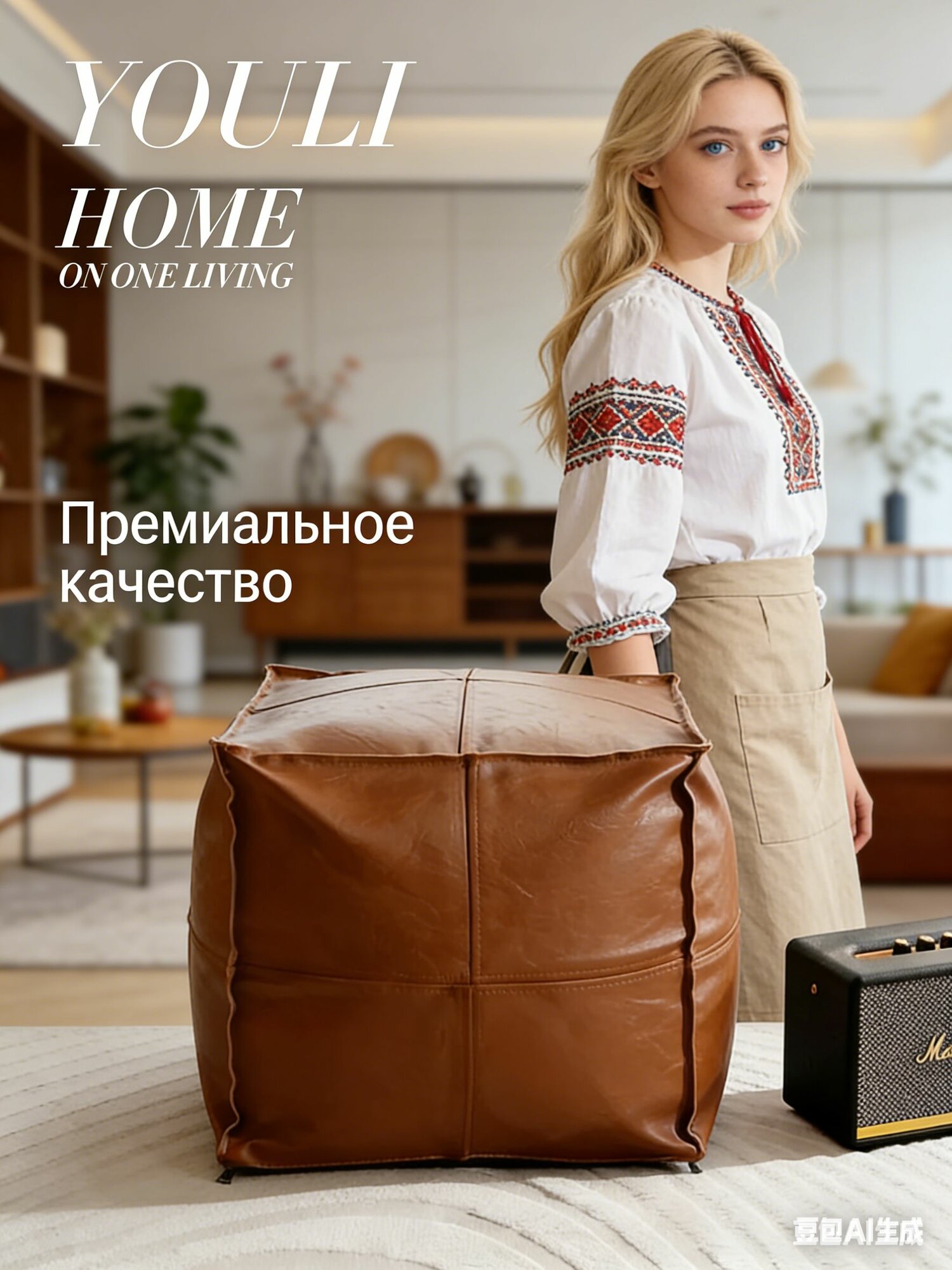Пуф-органайзер для хранения 40x40 см — многофункциональный пуф-сундук с самонаполнением, крышка на молнии, сиденье