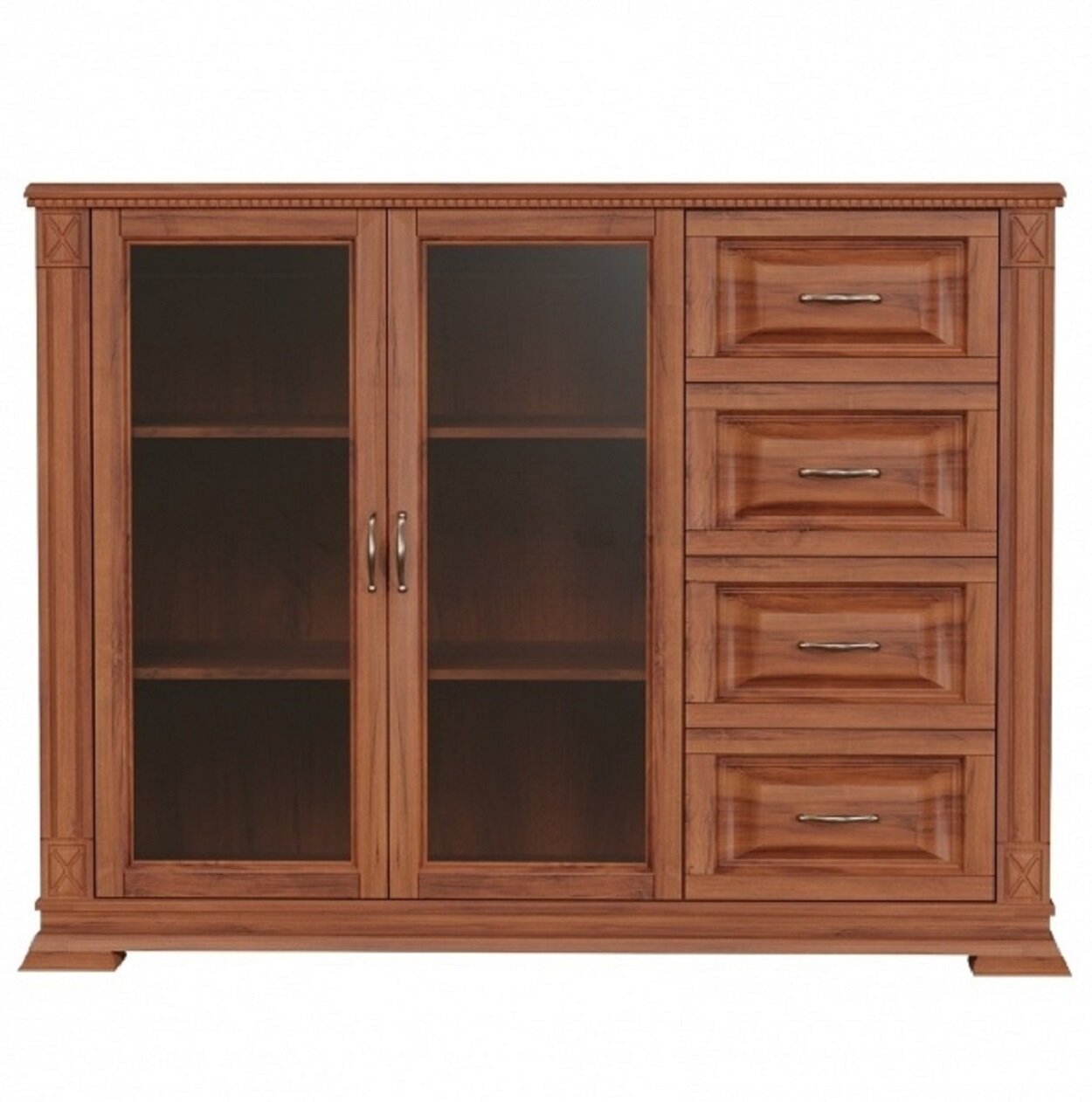 Комод-витрина из массива сосны ммк-древ Верди 213, 135x45x100 дуб 2