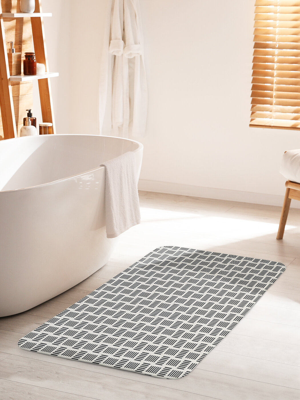 Коврик для ванной комнаты и туалета противоскользящий "Плетение штрихов" 60х100 см, JoyArty