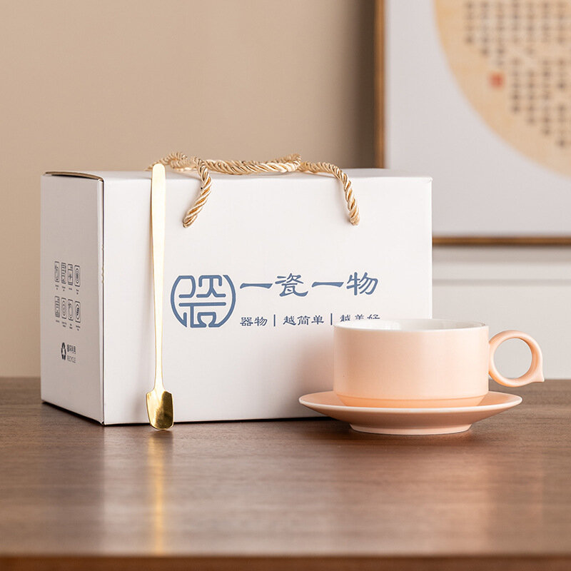 Подарочный набор кофейных чашек, винтажная чашка, чашка для латте, современная чашка для молочного чая, легкая роскошная керамическая чашка с блюдцем, деловой подарок, трансграничная доставка.