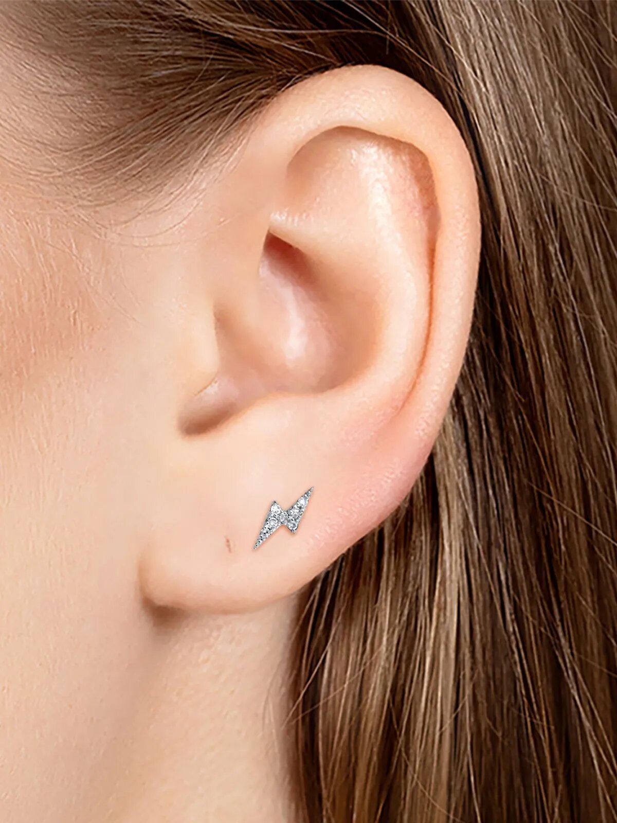 Пирсинг, белое золото, 585 проба, родирование, бриллиант