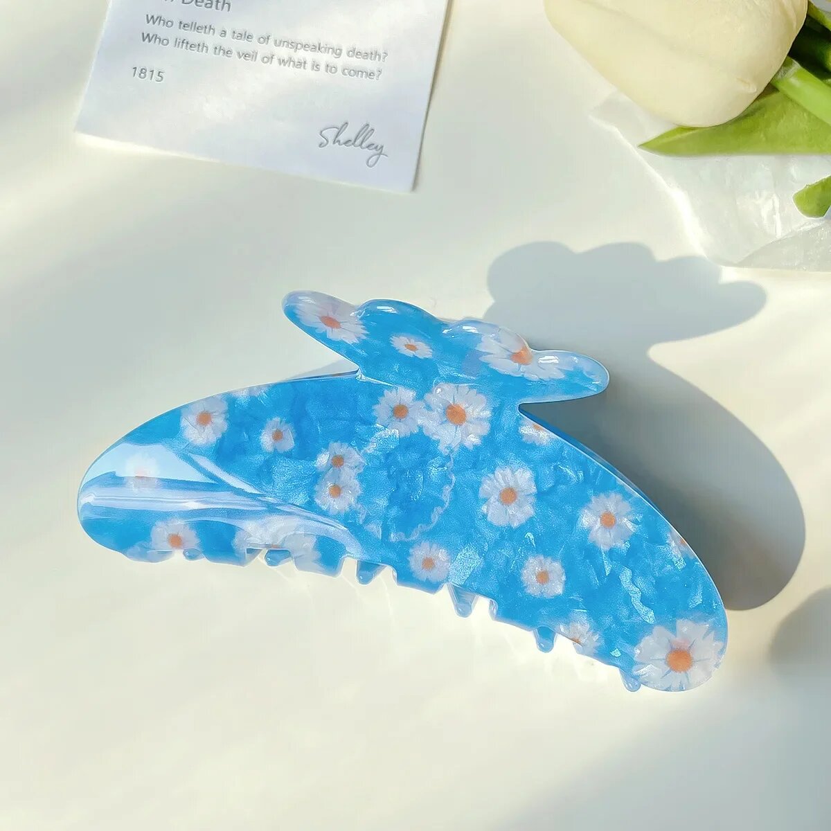 Muweordy новые большие заколки для волос 11 см с цветочным принтом, корейская прическа, красочные заколки для волос в виде акулы и крабов, аксессуары для волос с когтями для женщин