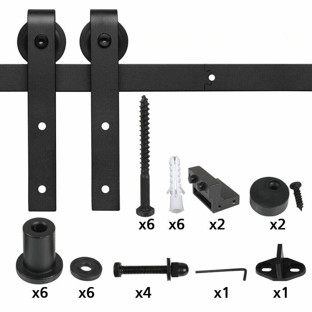 Раздвижная система-250cm Комплект фурнитуры дверь J-образный трек с подвесом, Амбарный механизм для подвесной двери с нижним фиксатором в стиле LOFT