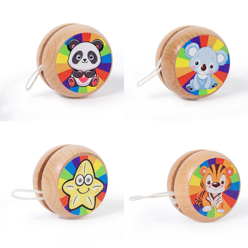 Мультяшный йо-йо для младших школьников, детская игрушка-йо-йо в подарок для мальчиков и девочек, деревянный йо-йо оптом.