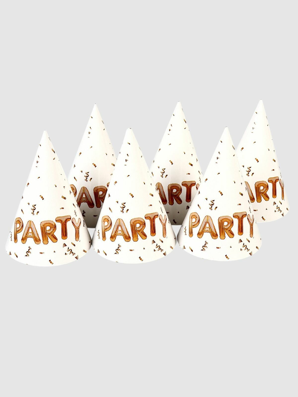 Колпак бумажный детский "Party" с резинкой, шапочки на день рождения из бумаги, праздничные колпачки для ребёнка, головные уборы для вечеринки малыша, набор колпаков 6 штук