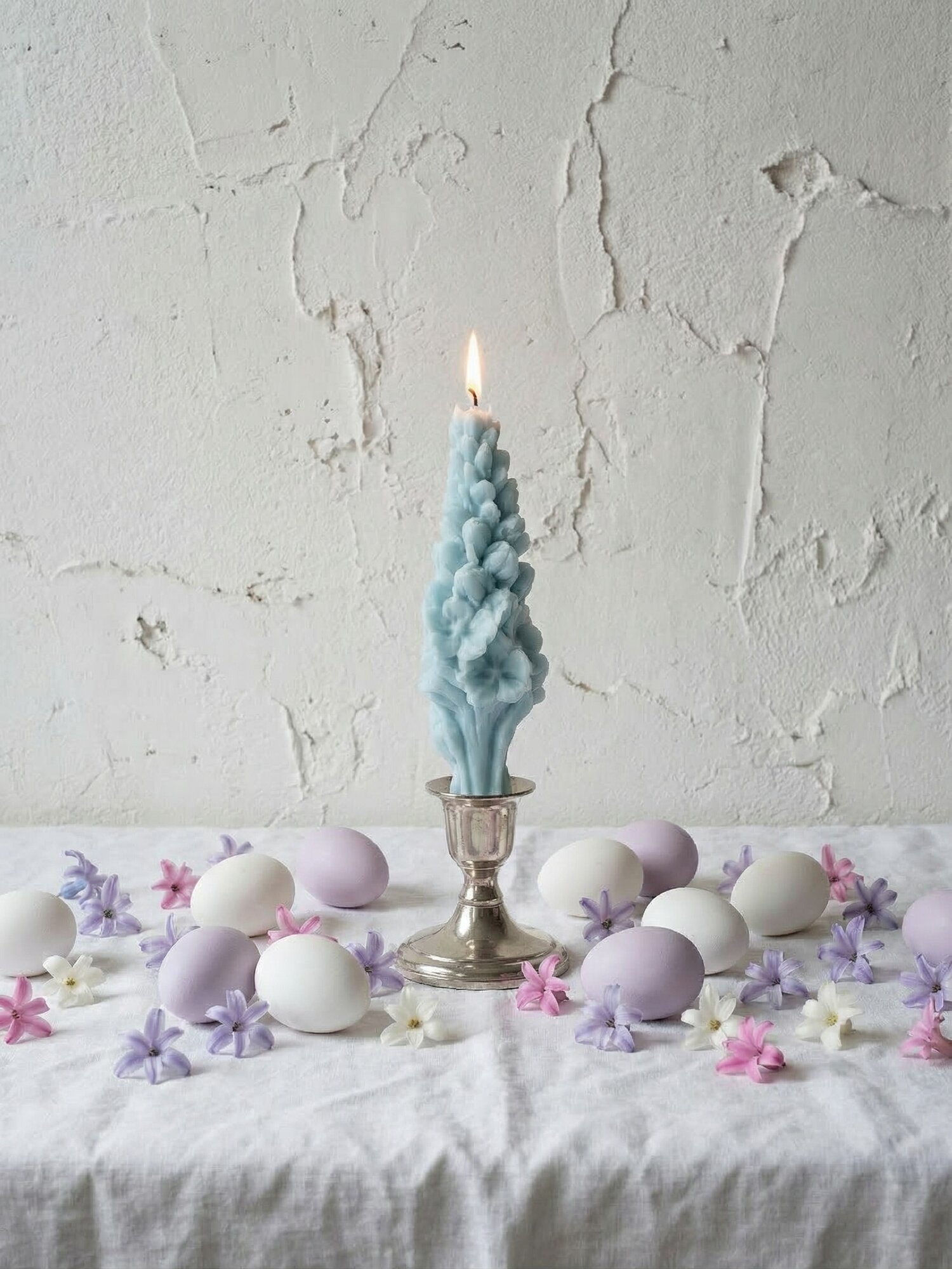 Свеча Unification love "Цветок большой, голубой цвет", с ароматом морской соли