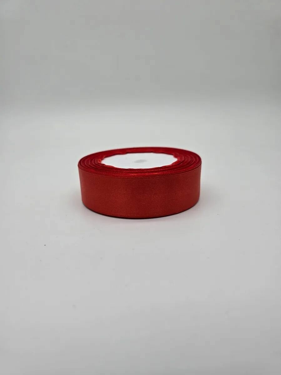 Ленты атласные красный, 25 мм /25 ярдов, для шитья, упаковки подарков и декора