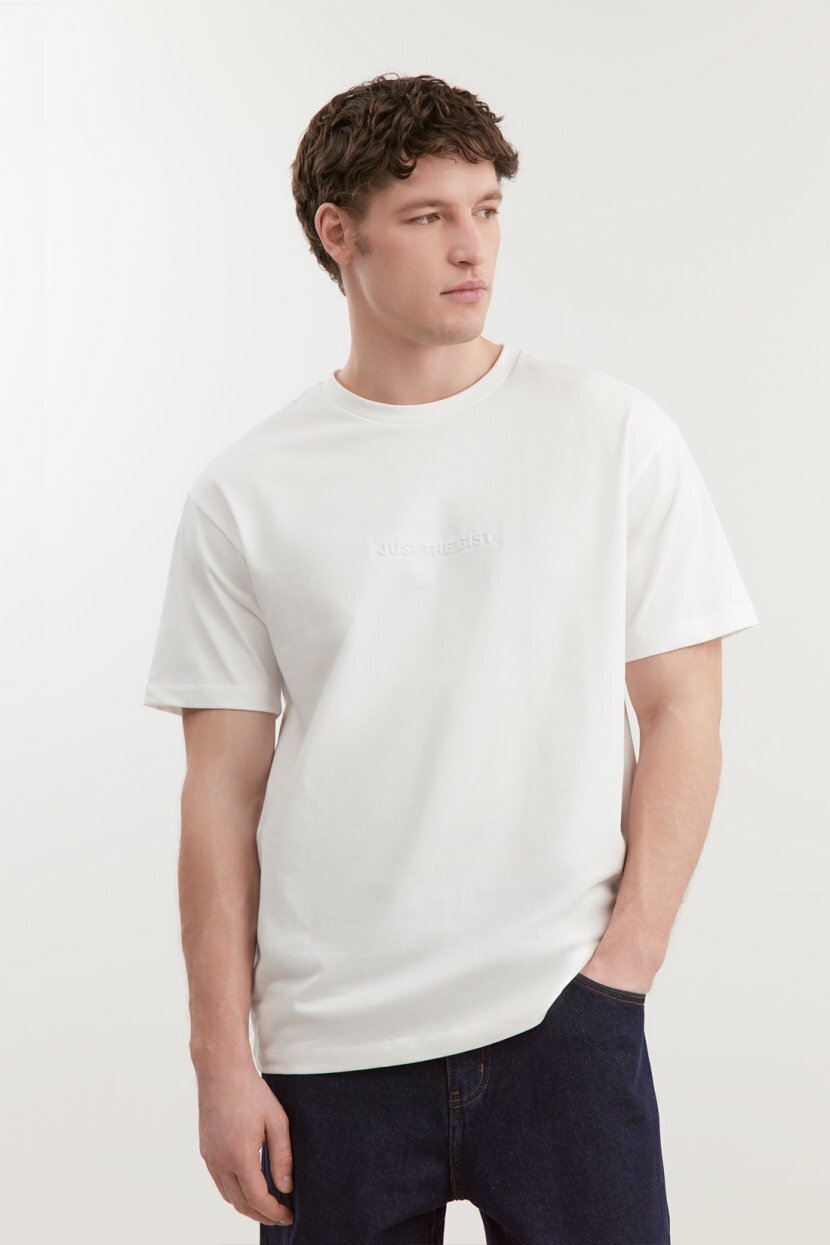 Хлопковая футболка оверсайз с объемным принтом Baon B7326007, размер: XXL, WHITE