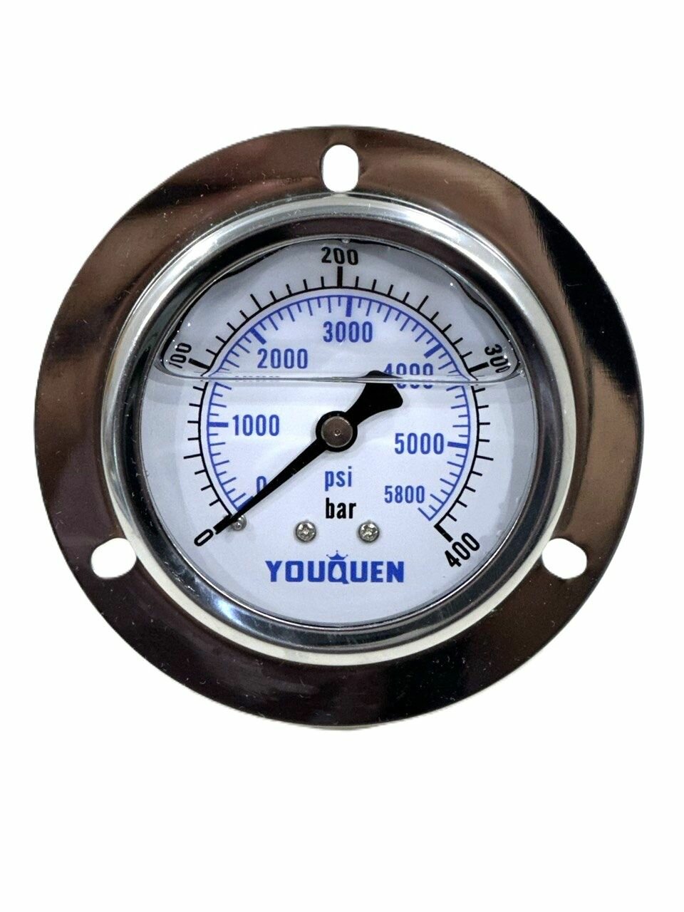 Манометр осевой с фланцем 0-400 бар (63 мм, 1/4 BSP, Китай)