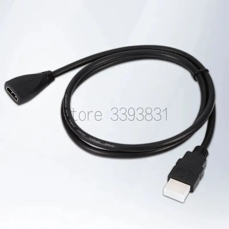 Удлинитель HDMI кабеля 1 м черный для видео. Поддержка HDMI. — фото 1