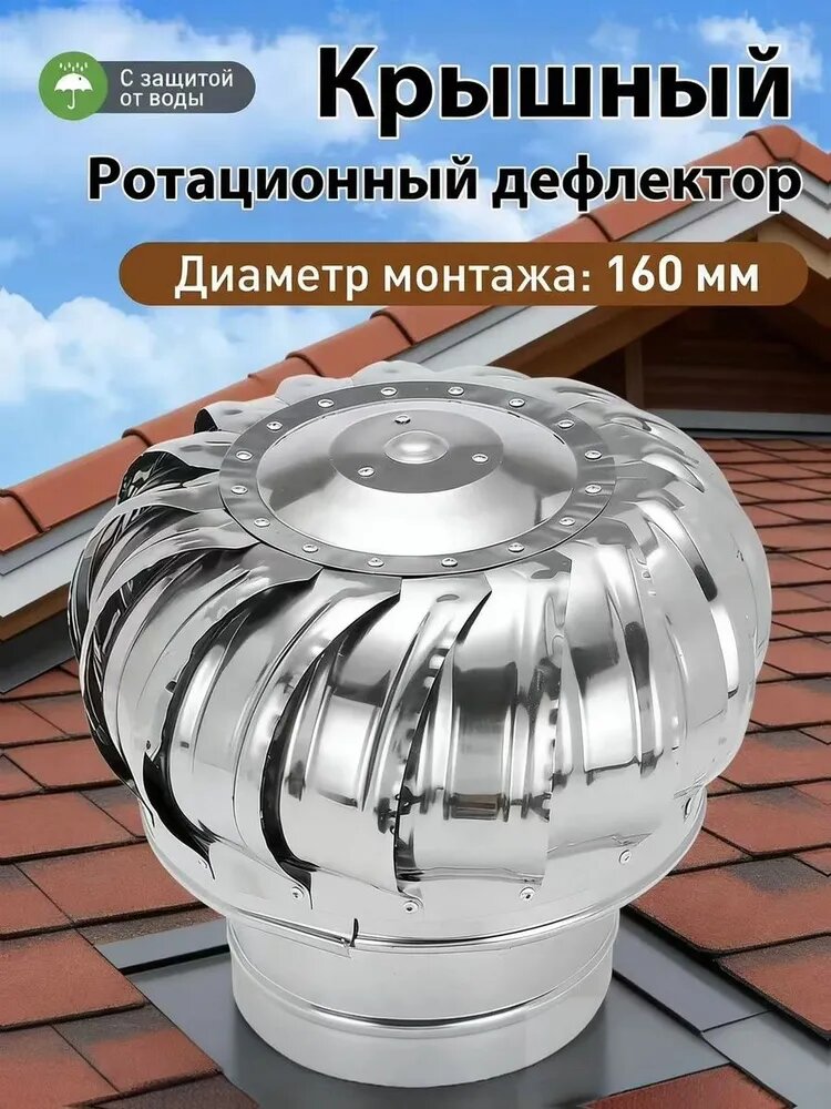 Турбо-дефлектор из нержавеющей стали 160 мм для вентиляционных труб