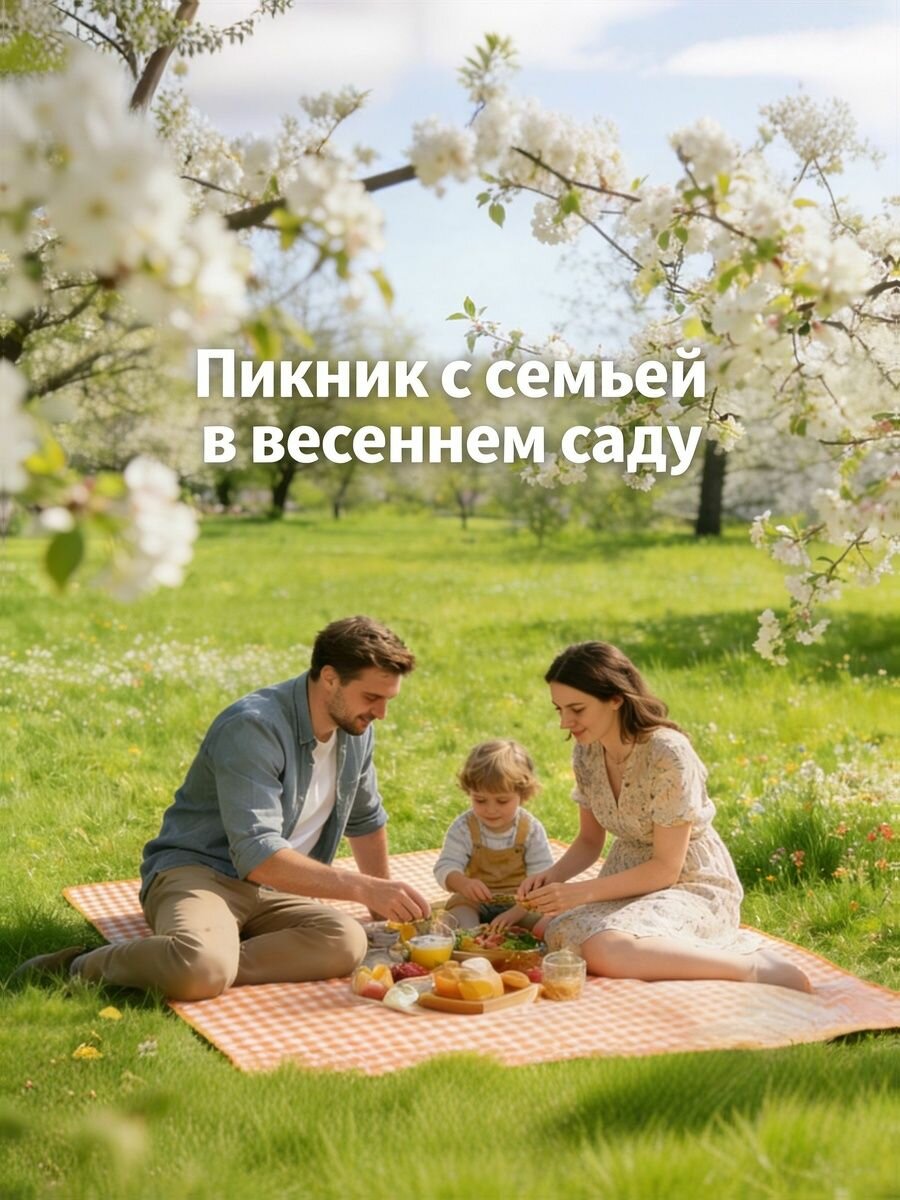 Коврик для пикника складной водонепроницаемый 200x200 см для отдыха на природе