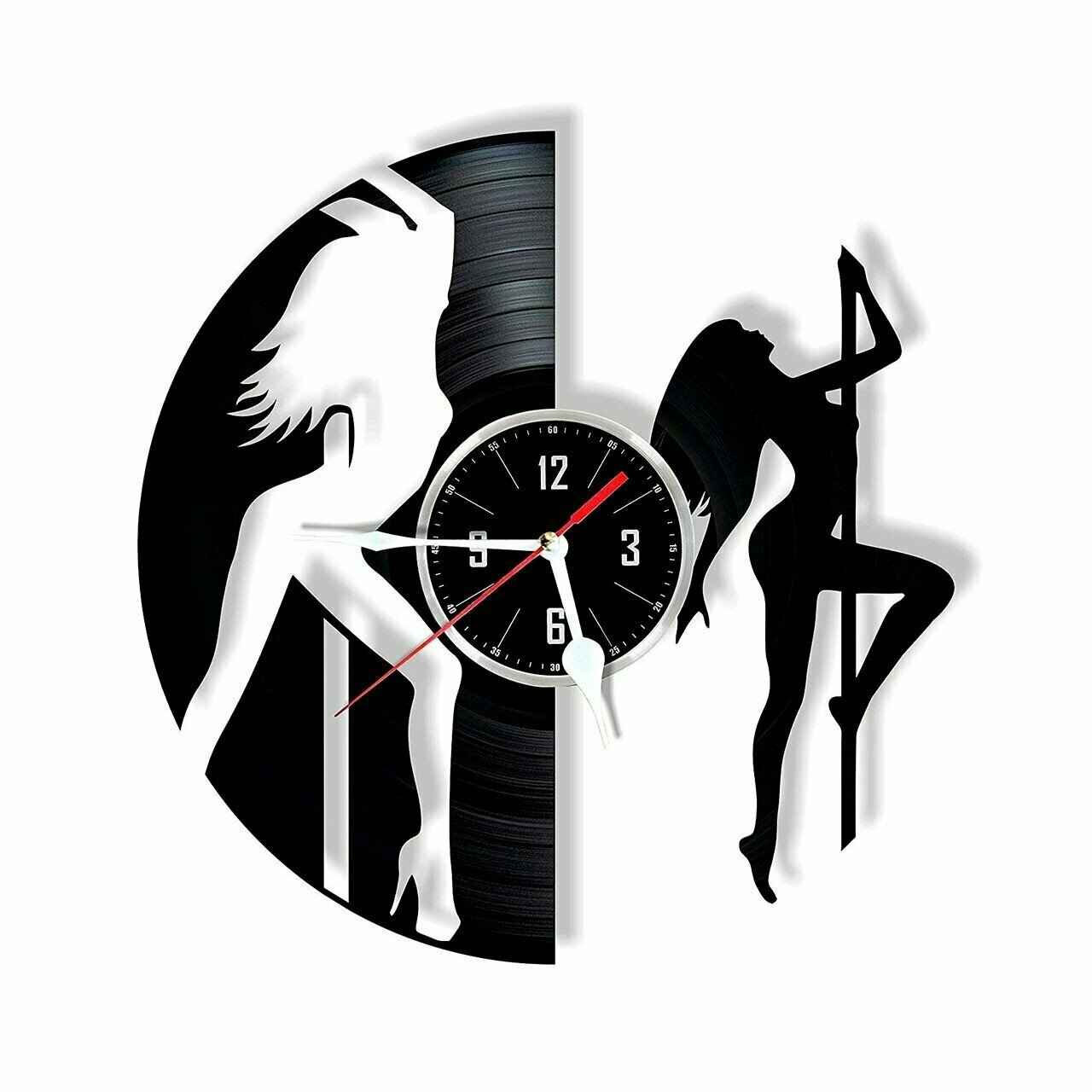 Часы из виниловой пластинки (c) VinylLab Pole Dance, диаметр 30 см