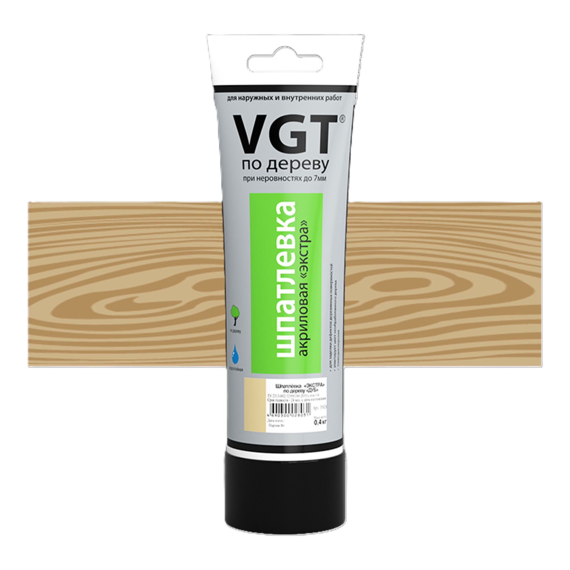 Шпатлевка по дереву VGT Экстра, акриловая, 0,4 кг, дуб