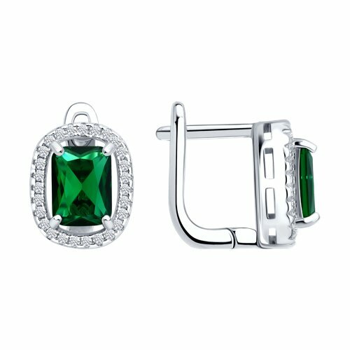 Серьги, серебро, 925 проба, родирование, фианит