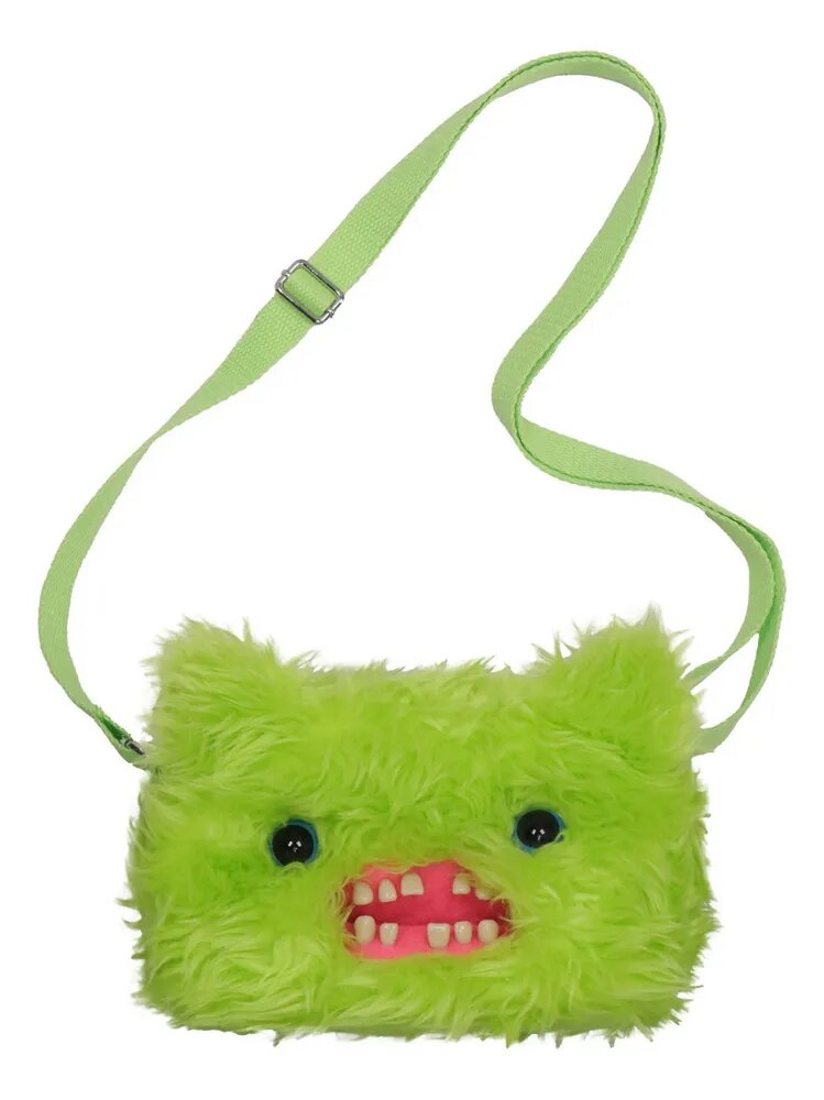 Fuggs Ugly Tooth Monster Fluffy crossbody Bag/ Карманная сумка/Зубы, как у человека, тонкие глаза, бежевые волосы, подходят для детей в возрасте от 4 лет и старше.