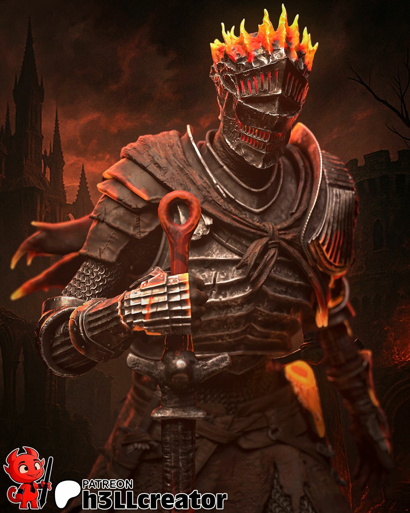 Сборная модель Soul of Cinders (Dark Souls 3), 158мм, 1/12 для покраски