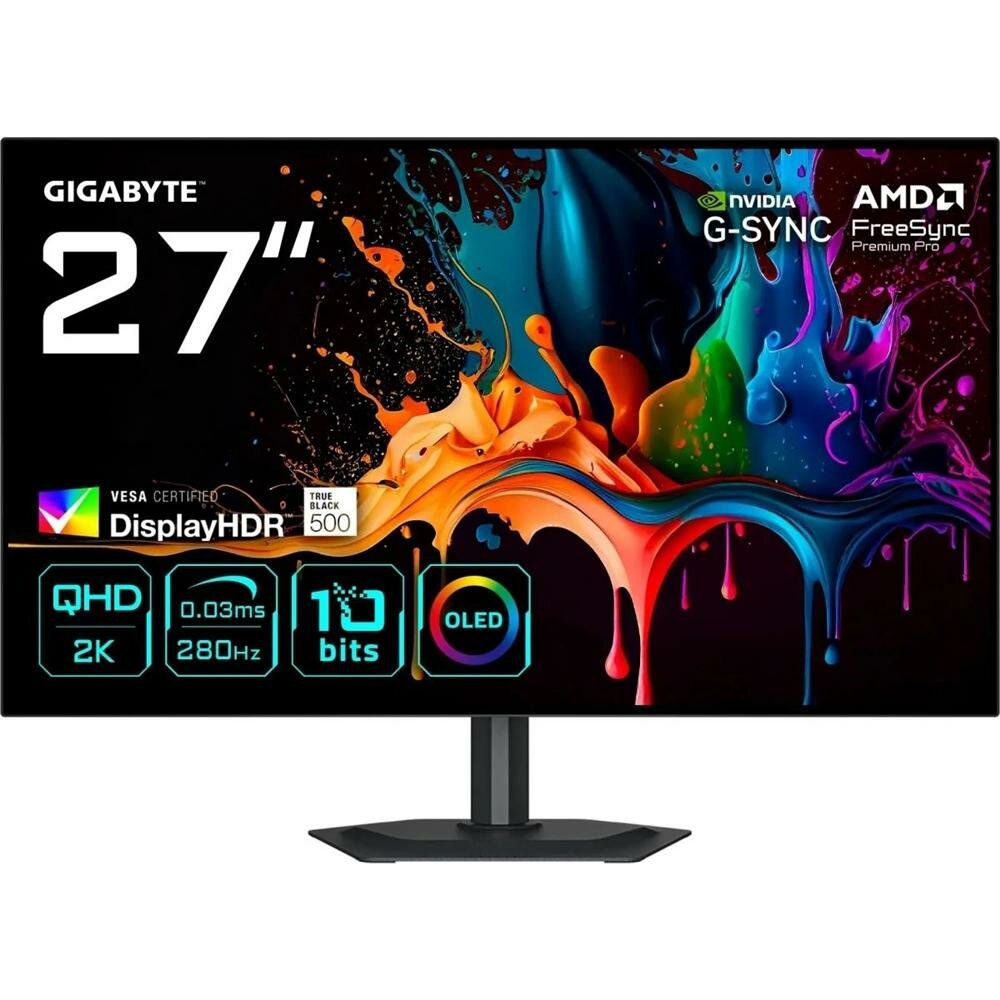 Монитор Gigabyte 27 MO27Q28G черный WOLED LED 16:9 HDMI M/M матовая HAS Piv 1500000:1 335cd 178гр/178гр 2560x1440 280Hz DP QHD USB 6кг