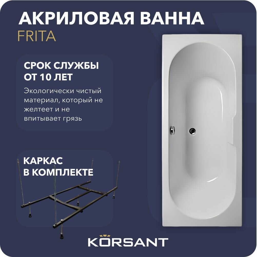 Акриловая ванна Korsant Frita 170х70 на каркасе