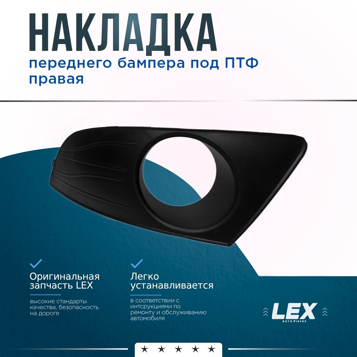 Накладка переднего бампера под ПТФ правая RENAULT Logan