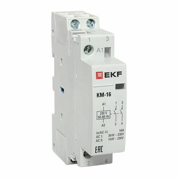 Контактор модульный КМ 16А 2NО (1 мод.) EKF km-1-16-20