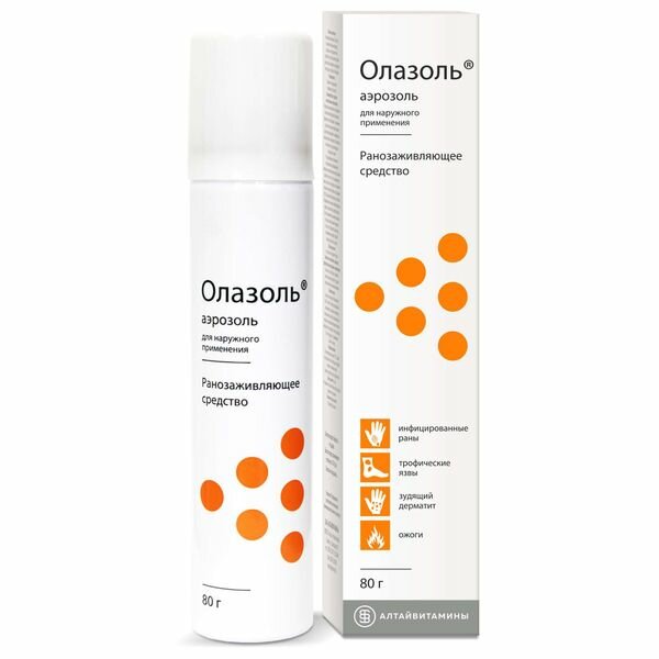 Олазоль аэрозоль для наружного применения баллон 27мг/г+4,5мг/г+90мг/г+27мг/г 80г