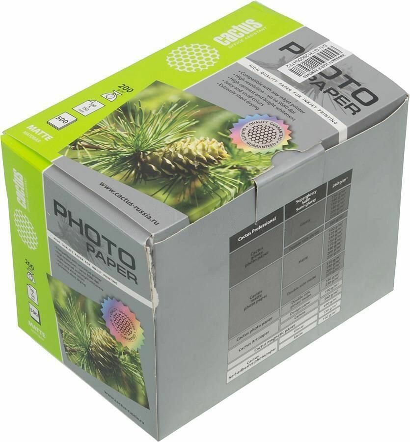 Фотобумага CACTUS A6, 200 г/м2, 500 л, матовая, для струйной печати (CS-MA6200500)