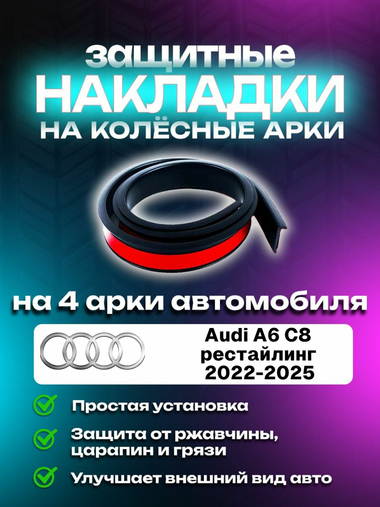 Накладки на арки Audi A6 C8 рестайлинг (2022-2025)/ Ауди A6 Ц8 рестайлинг защитные