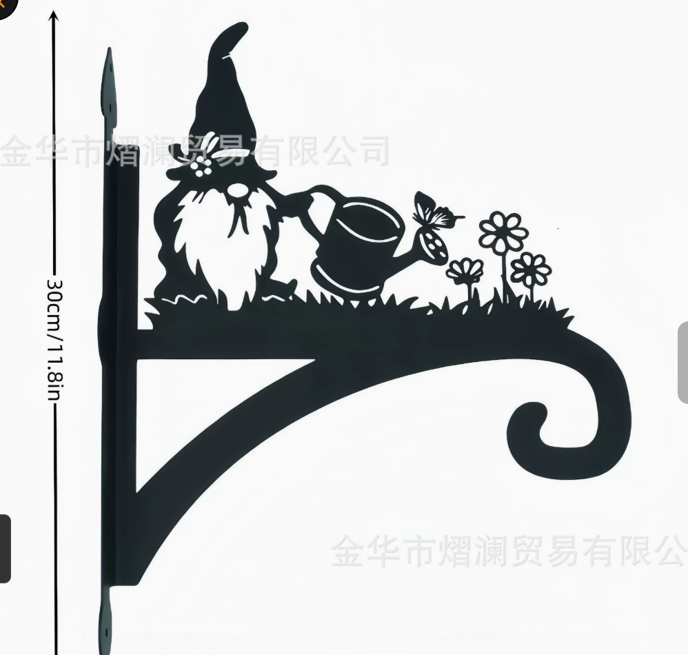 Кронштейн ComfyDecor "Гном с лейкой", для фонаря, металлический, черный