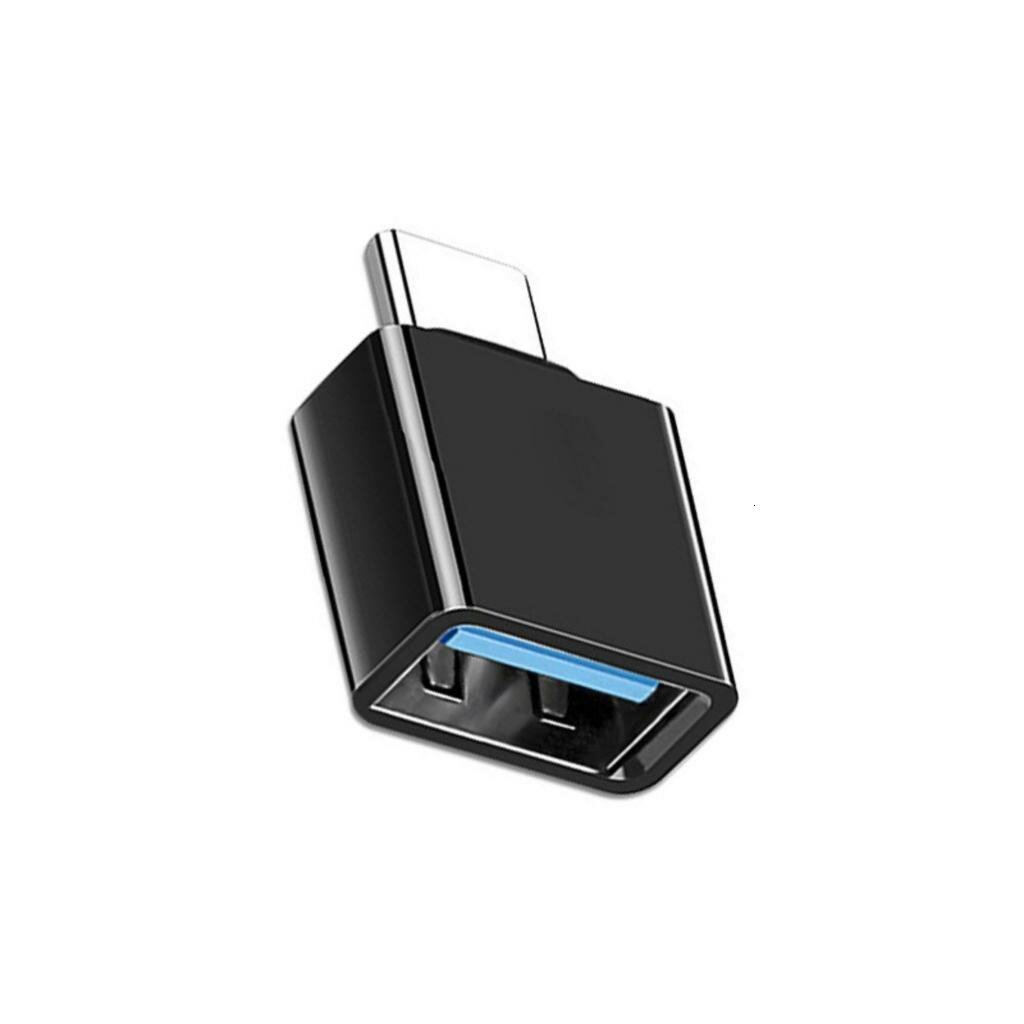 Адаптер USB 2.0 A — MicroUSB Type-C OTG, Черный - USB A для типа C